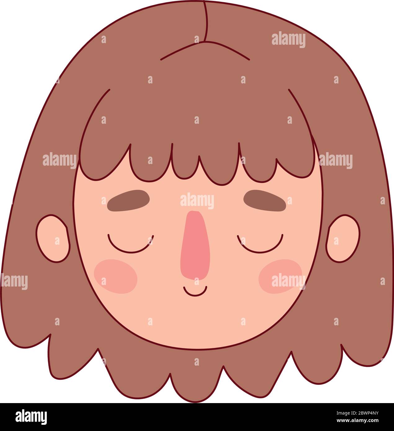 Head woman cartoon with brown hair vector design Stock Vector Image ...