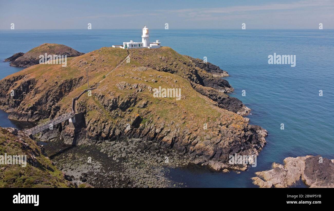Aerial view of Strumble Head lighthouse Stock Photo - Alamy