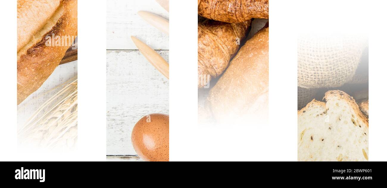 Top view banner Bakery on wood background Stock Photo - Alamy