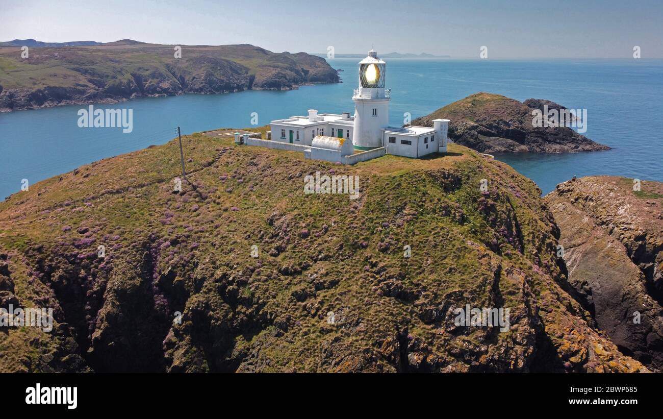 Aerial view of Strumble Head lighthouse Stock Photo - Alamy