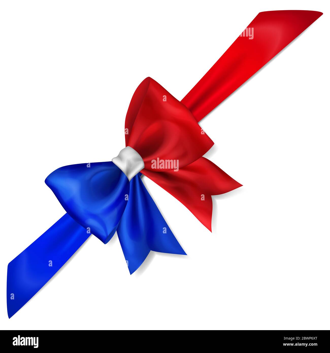 Big bow made of ribbon in France flag colors with shadow on white ...