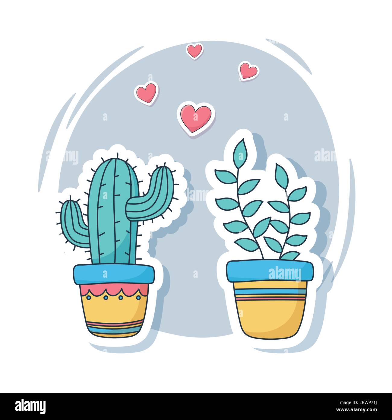 cute potted plants love stuff for cards stickers or patches decoration ...