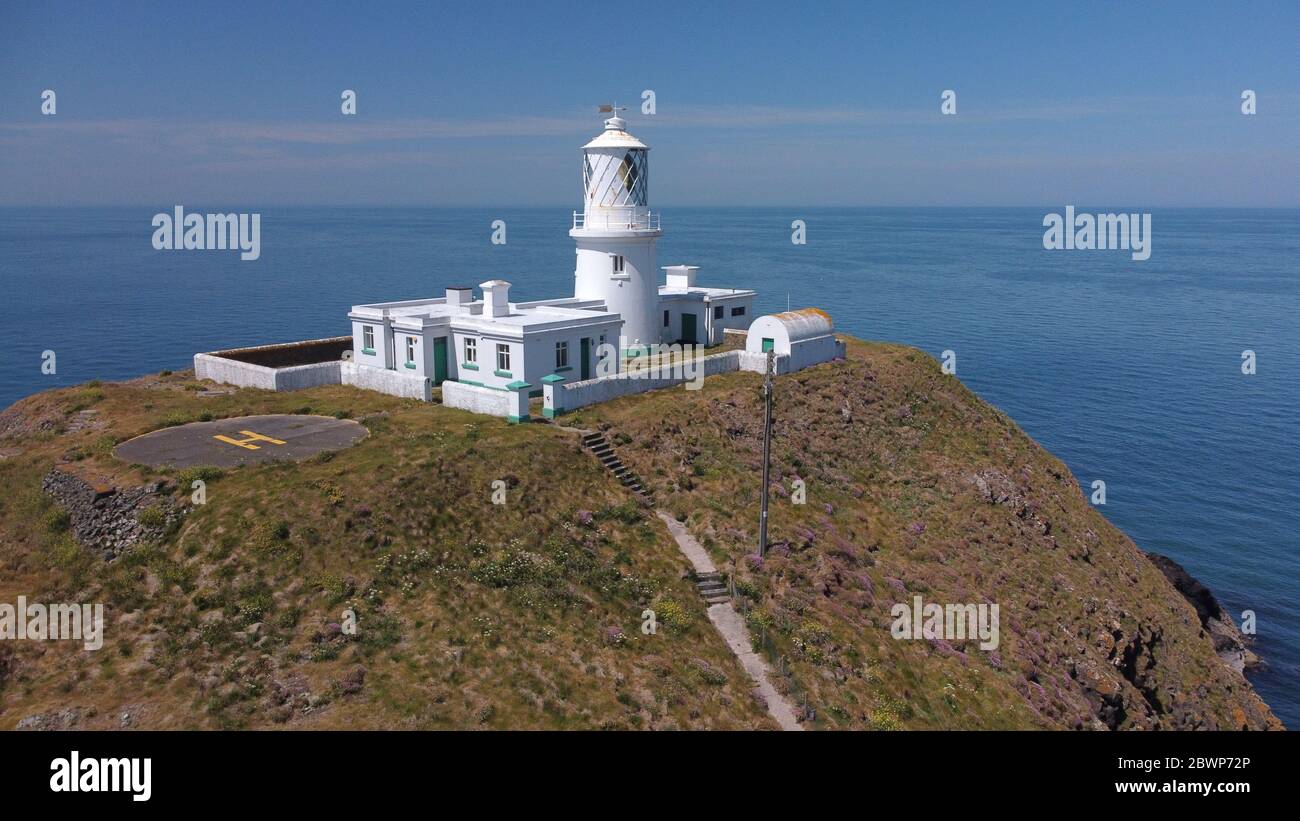 Aerial view of Strumble Head lighthouse Stock Photo - Alamy