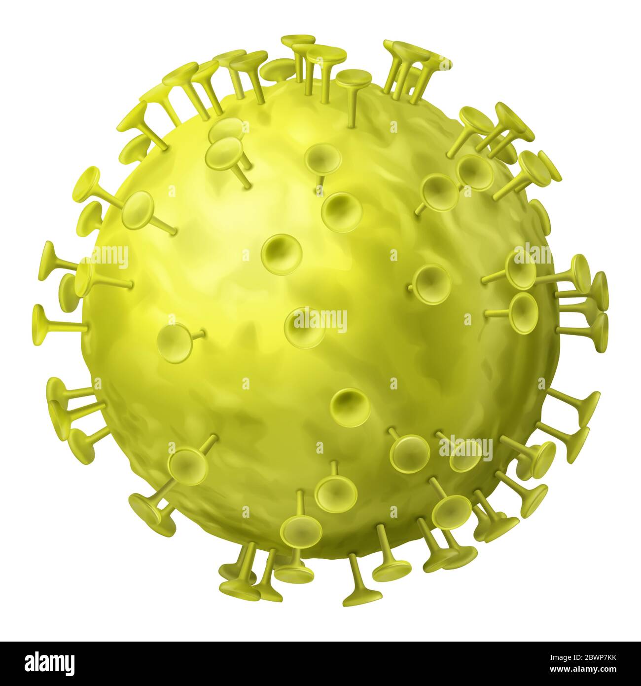 Coronavirus in yellow color, isolated on white background. Virus COVID ...