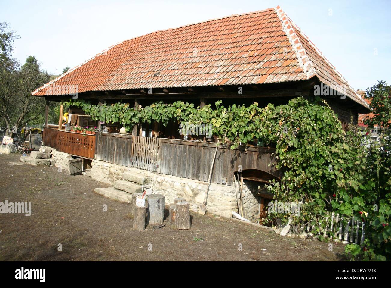 Hunedoara County, Transylvania, Romania. Traditional house with tiled ...