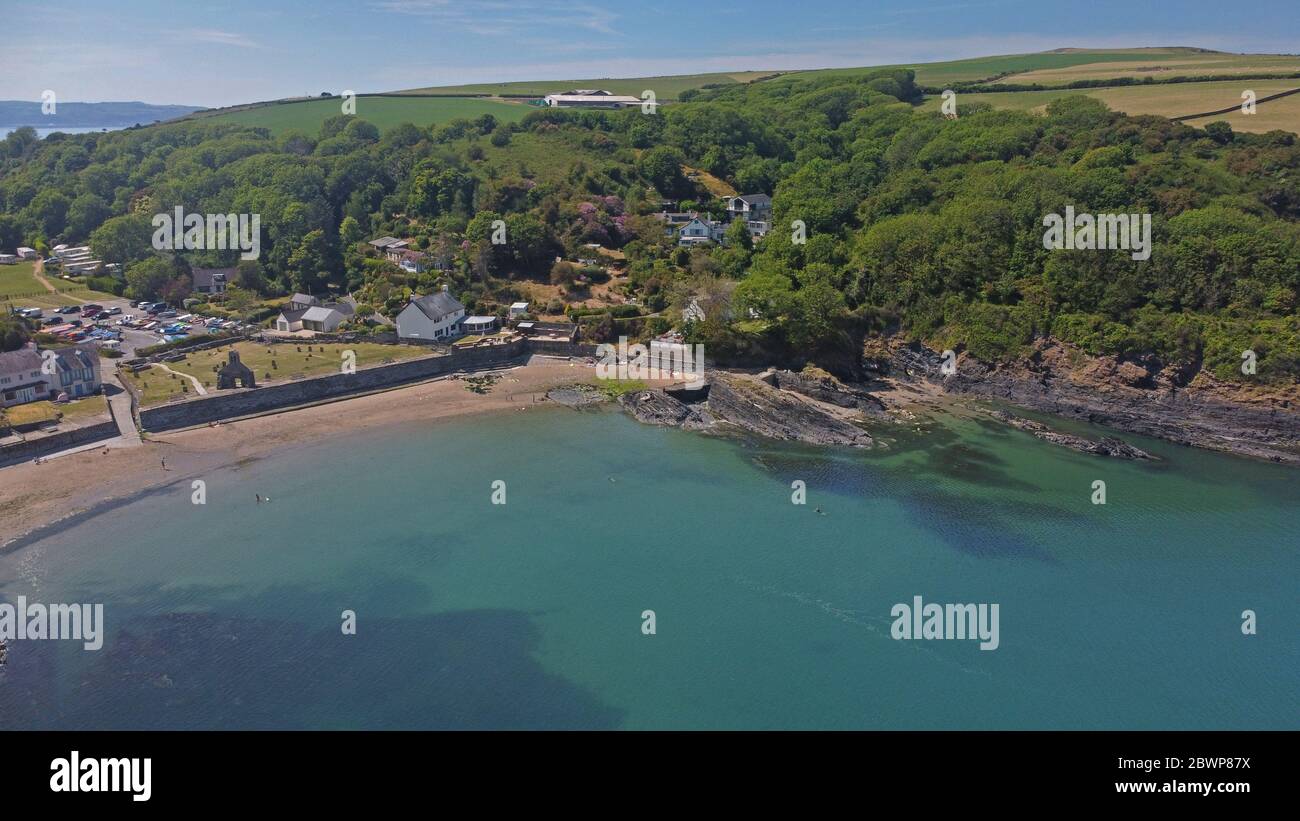 Aerial view of Cwm-yr-Eglwys, Pembrokeshire Wales UK Stock Photo - Alamy