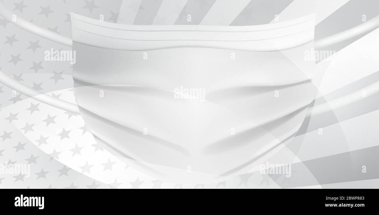 American flag with a medical disposable mask for protection of ...