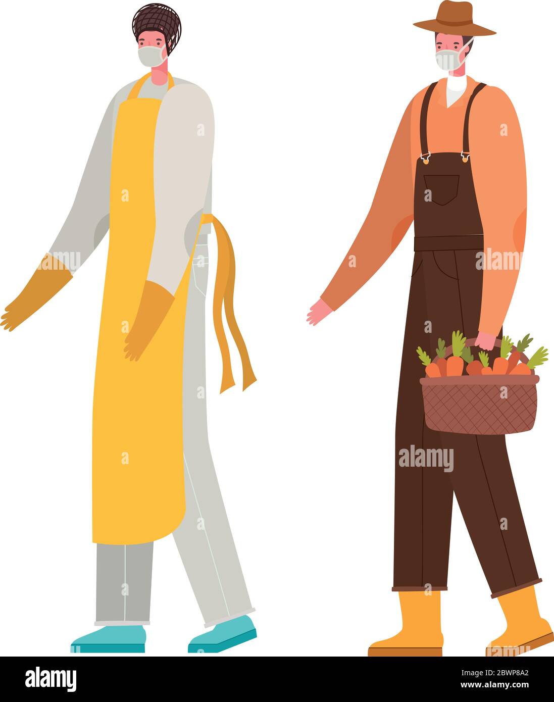 Male gardener and cook with masks vector design Stock Vector Image ...