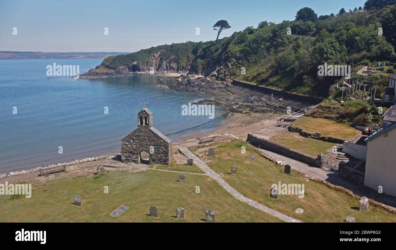 Aerial view of Cwm-yr-Eglwys, Pembrokeshire Wales UK Stock Photo - Alamy