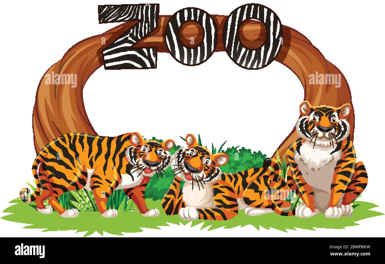 Tigers with zoo entrance sign illustration Stock Vector Image & Art - Alamy