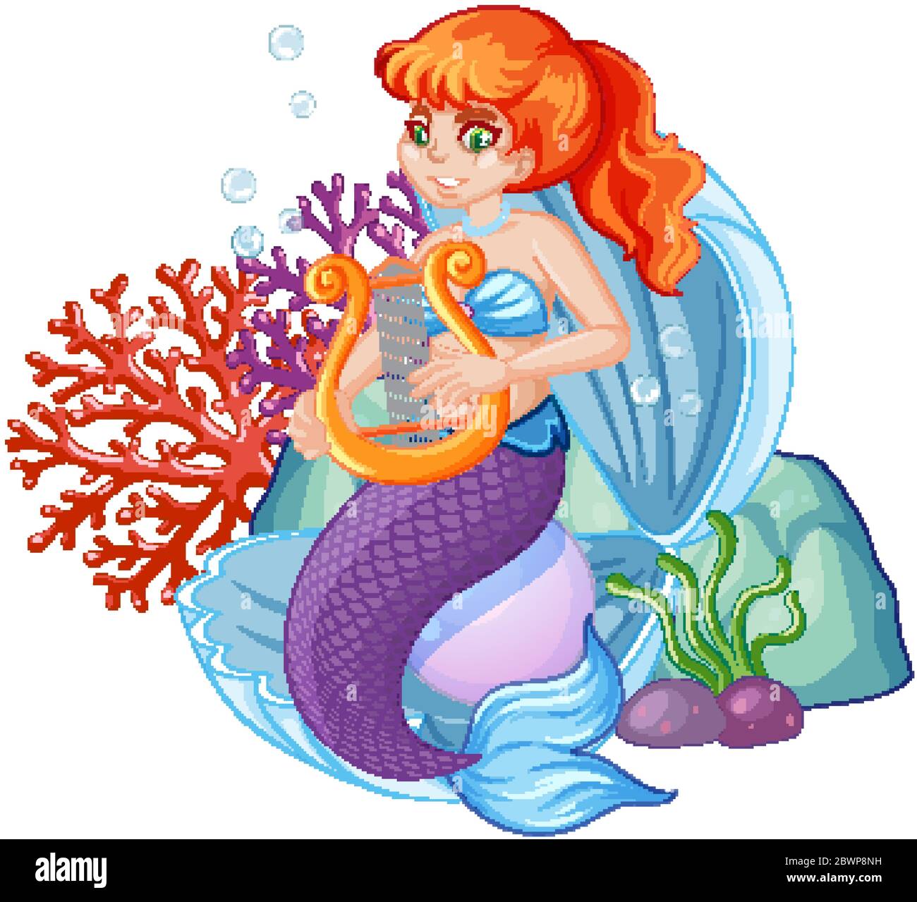 Cute mermaid cartoon character illustration Stock Vector Image & Art ...