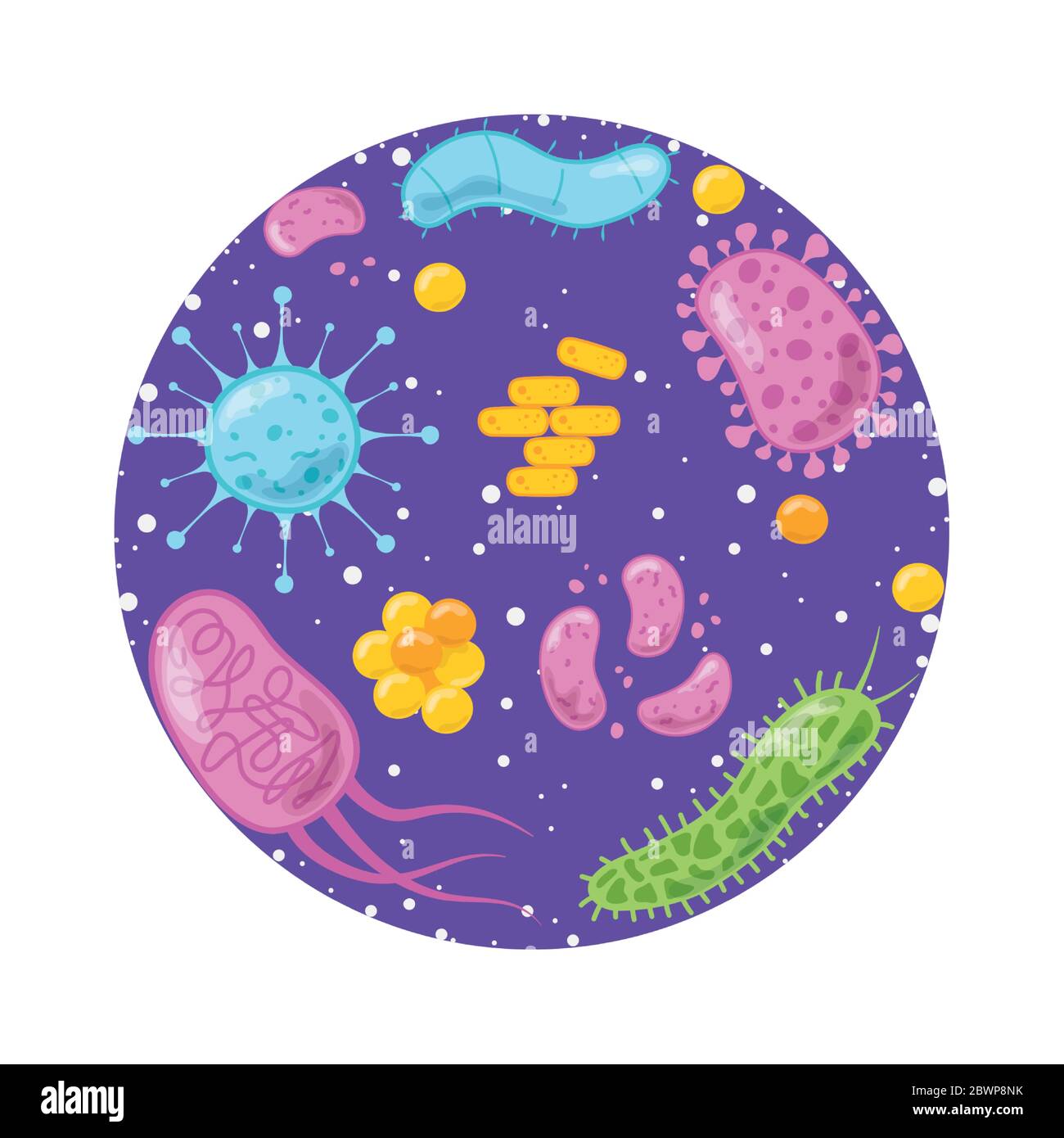 coronavirus virus bacterial microorganism in a circle science vector illustration Stock Vector ...