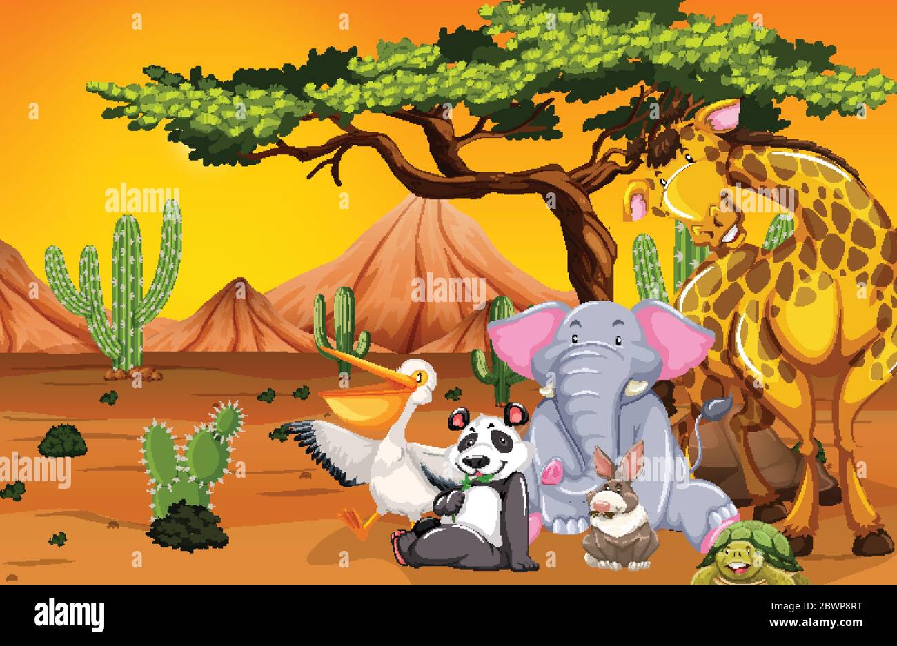 Wild animal at the desert scene illustration Stock Vector Image & Art ...