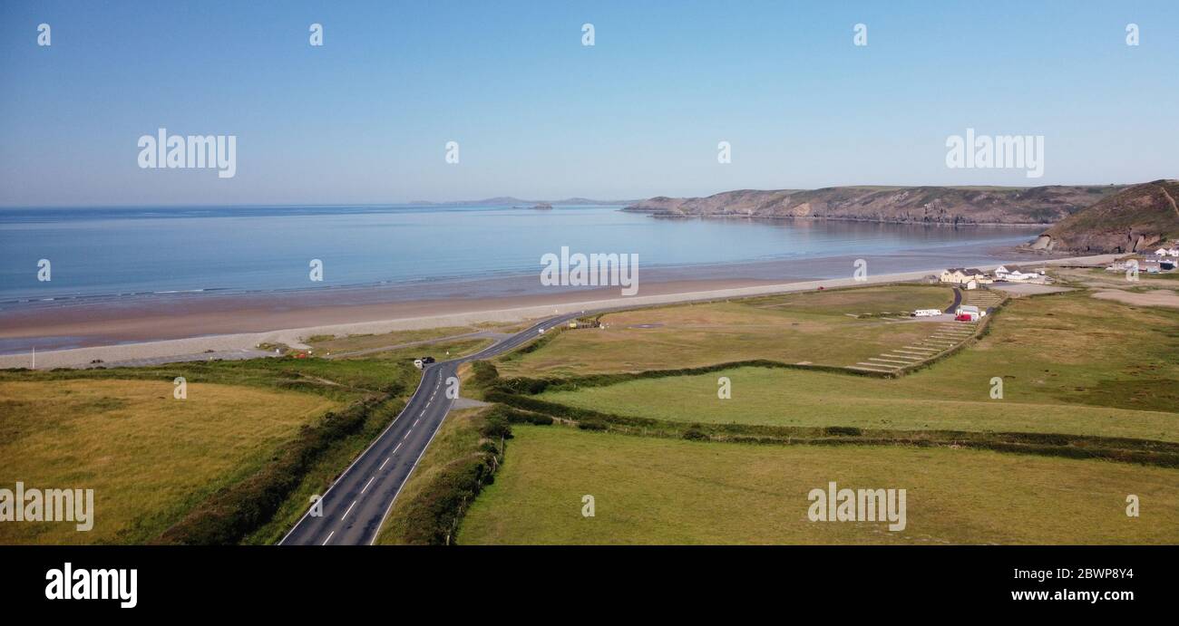 Aerial view of Newgale beach, Pembrokeshire Wales UK Stock Photo - Alamy