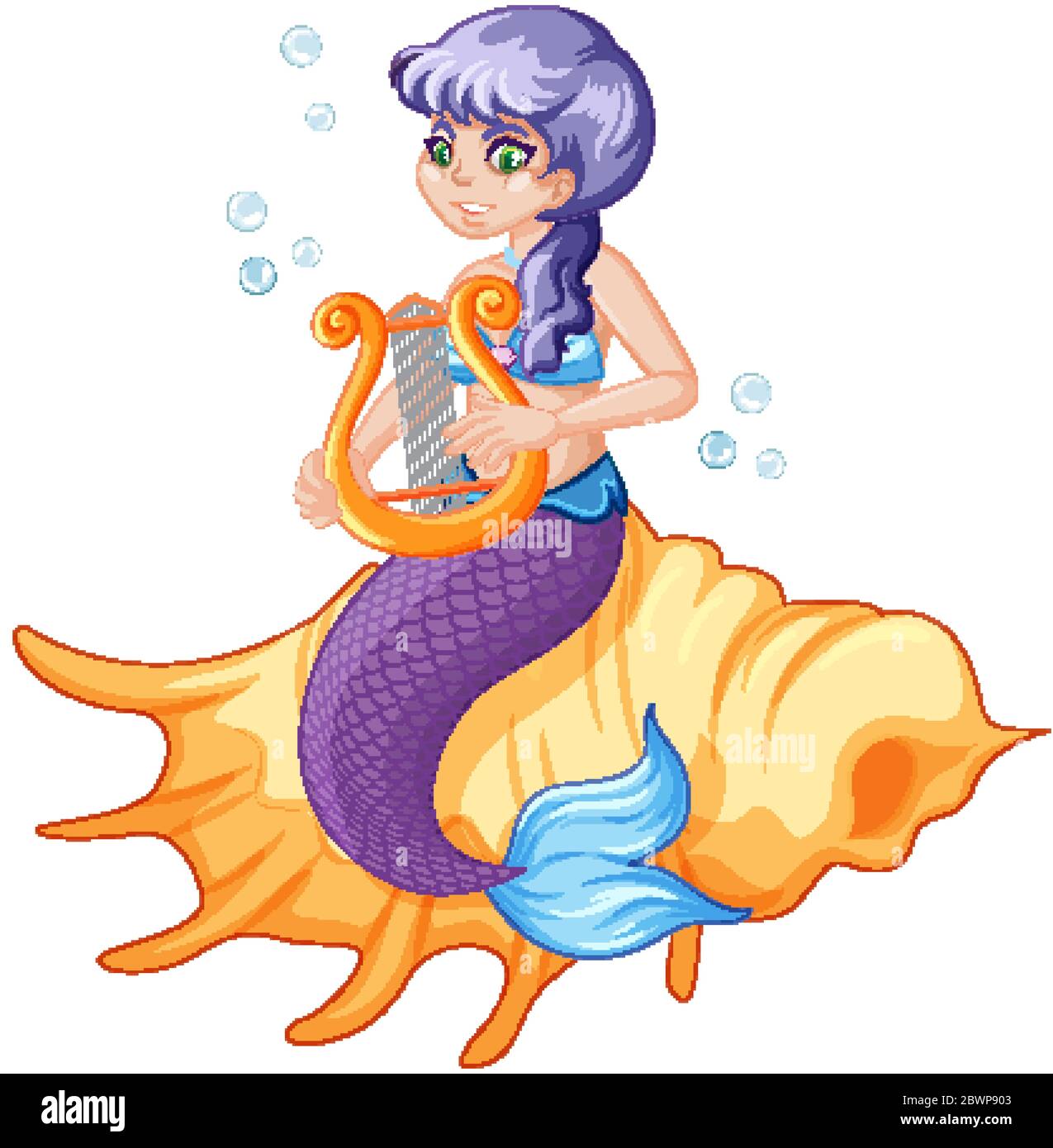 Cute mermaid cartoon character illustration Stock Vector Image & Art ...