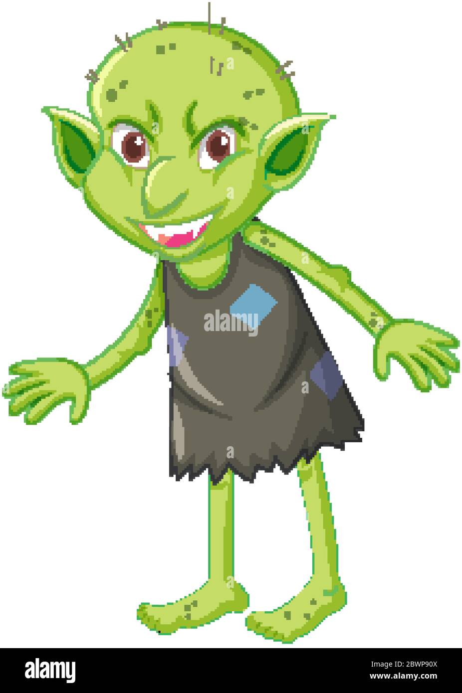 Goblin in standing position in cartoon character on white background ...