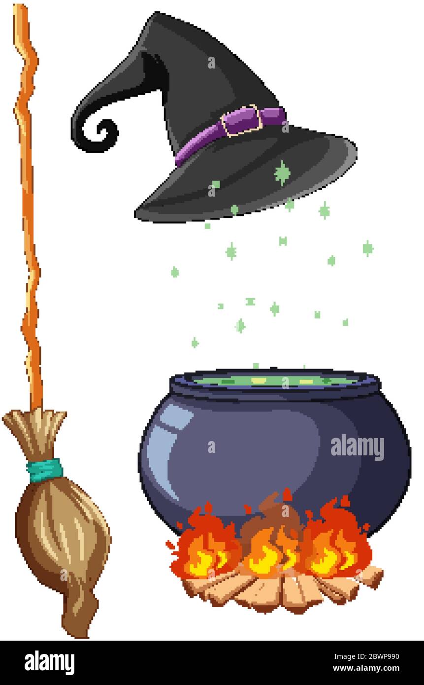 Set of witch and wizard objects illustration Stock Vector Image & Art ...