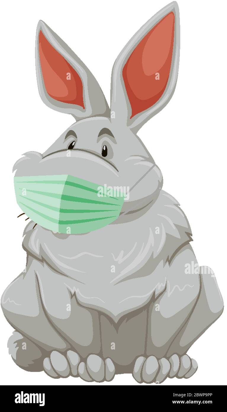 Rabbit cartoon character wearing mask illustration Stock Vector Image ...