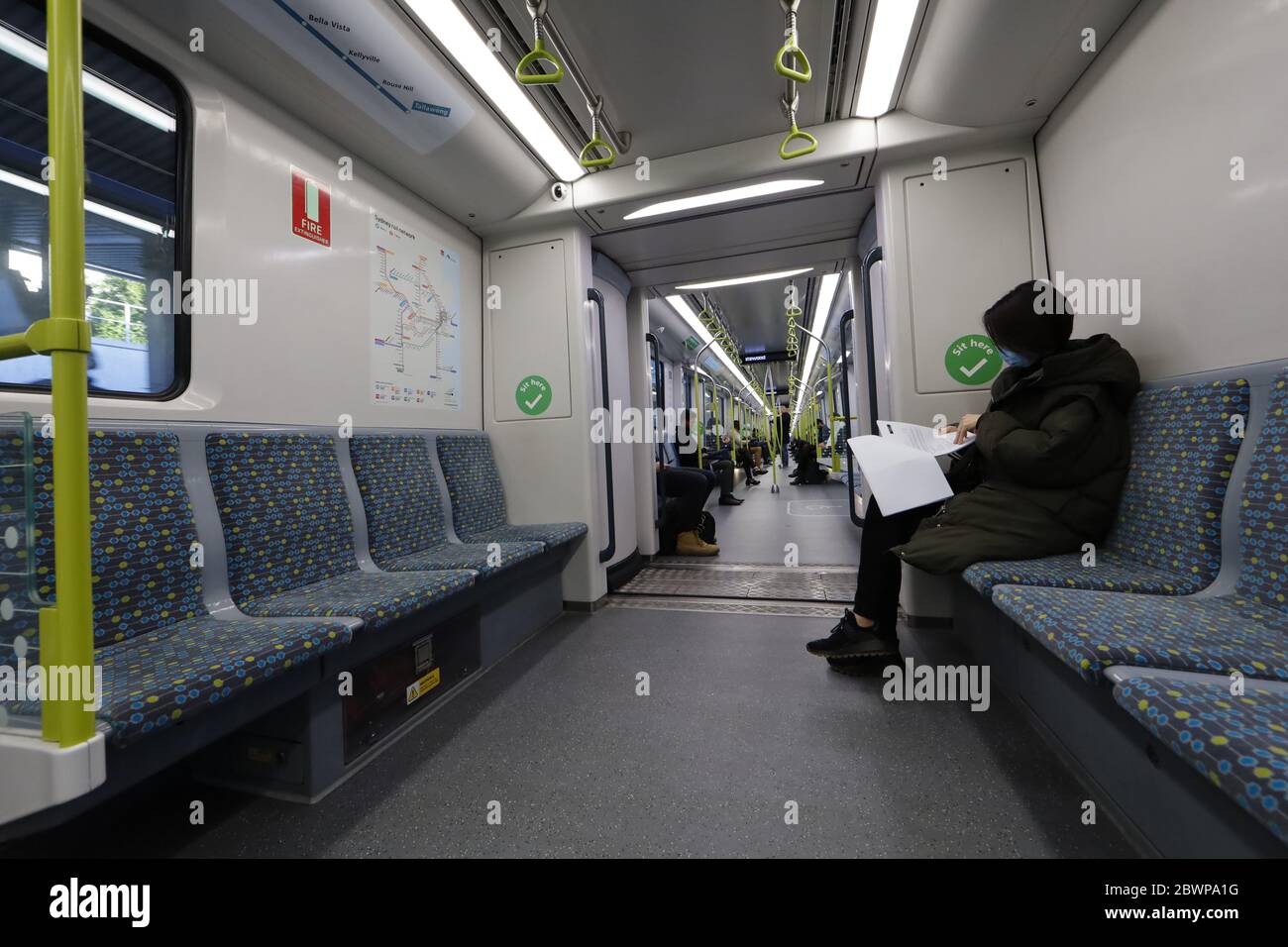 Social Distancing on Sydney Metro Trains Stock Photo - Alamy