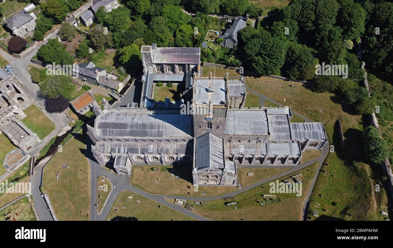 Aerial view of St Davids Cathedral Stock Photo - Alamy