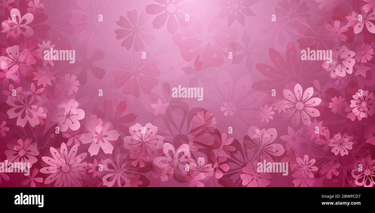 Spring background of various flowers in pink colors Stock Vector Image ...