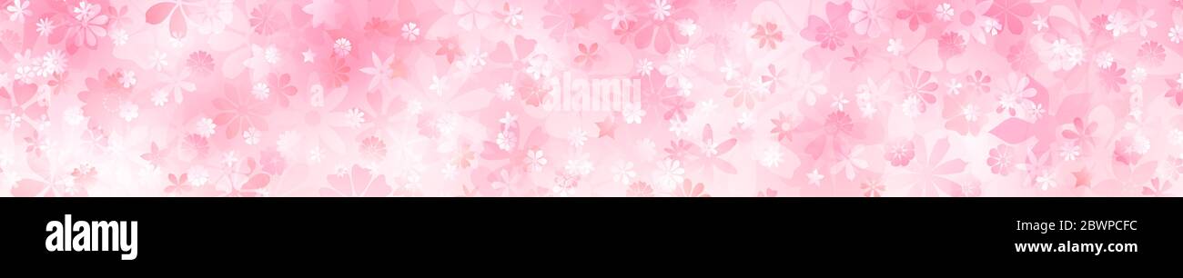 Spring horizontal banner of various flowers in pink colors Stock Vector ...