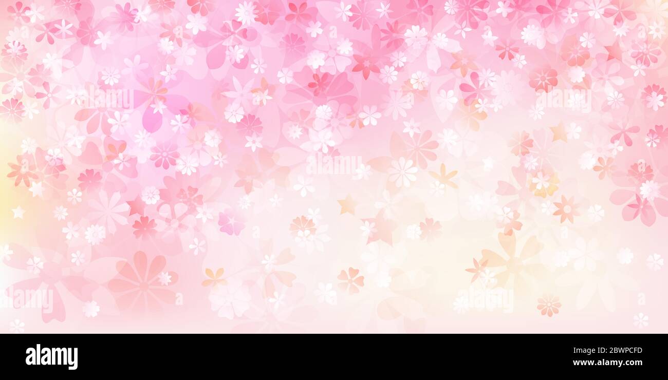 Spring background of various flowers in pink and peach colors Stock ...