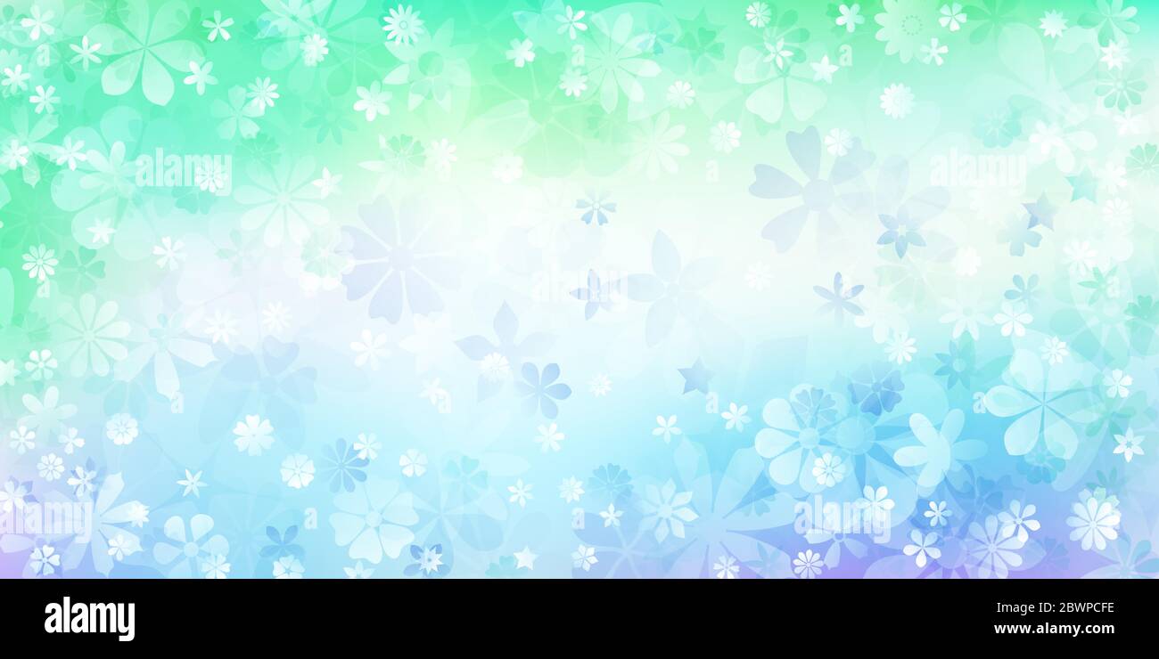 Spring background of various flowers in light blue colors Stock Vector ...