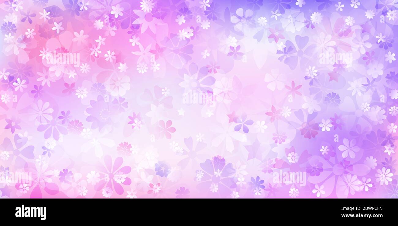 Spring background of various flowers in purple colors Stock Vector ...