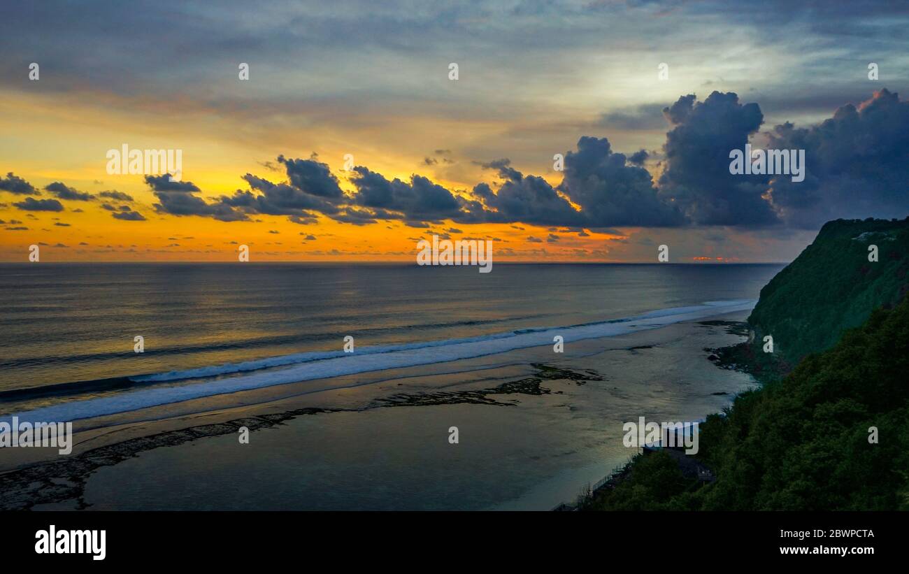 Beautiful views of the sunset sky on the beach from the cliff Stock ...