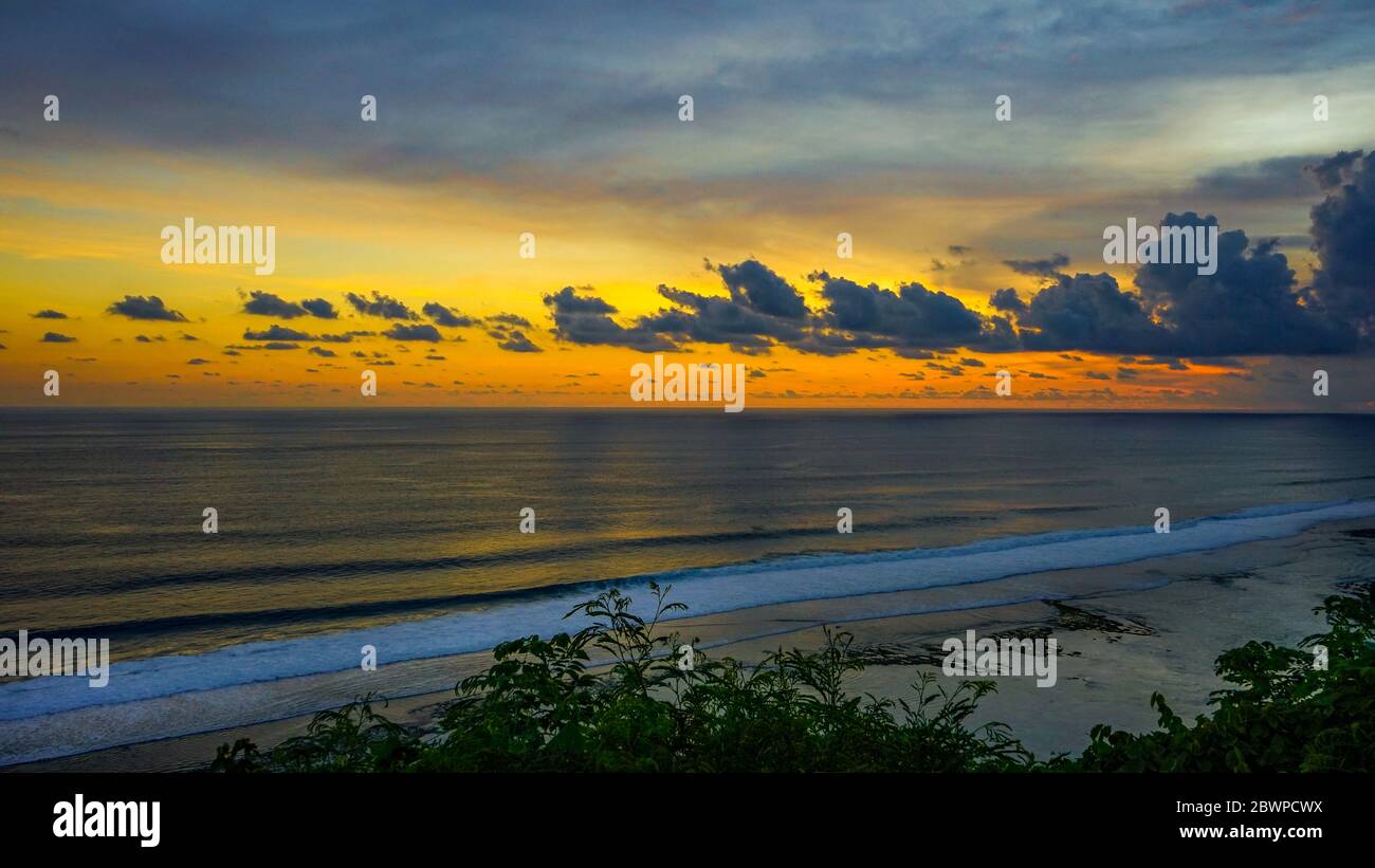 Beautiful views of the sunset sky on the beach from the cliff Stock ...