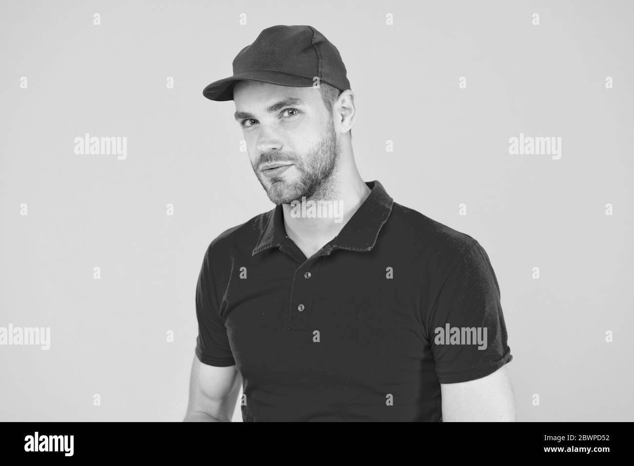 Supermarket cashier. Cashier occupation. Hiring shop worker. Handsome ...