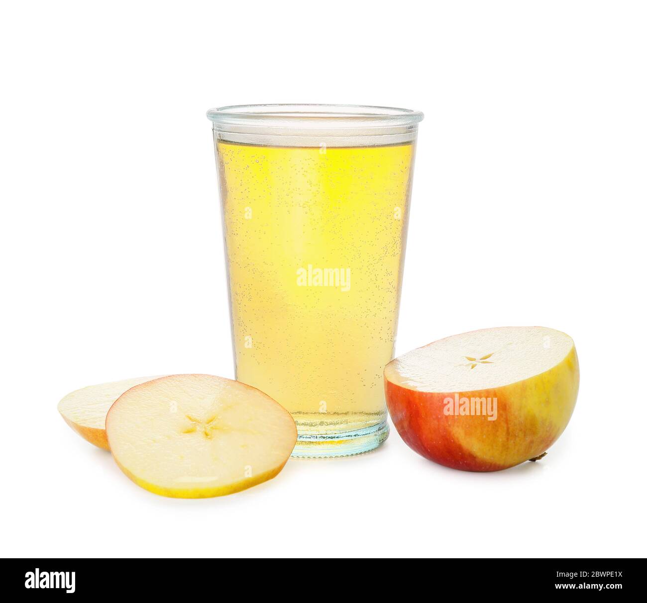Glass of apple cider on white background Stock Photo - Alamy