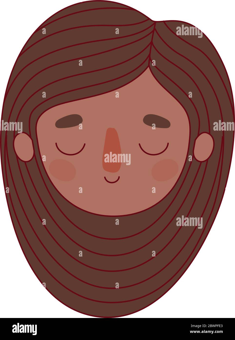 Head woman cartoon with brown hair vector design Stock Vector Image ...