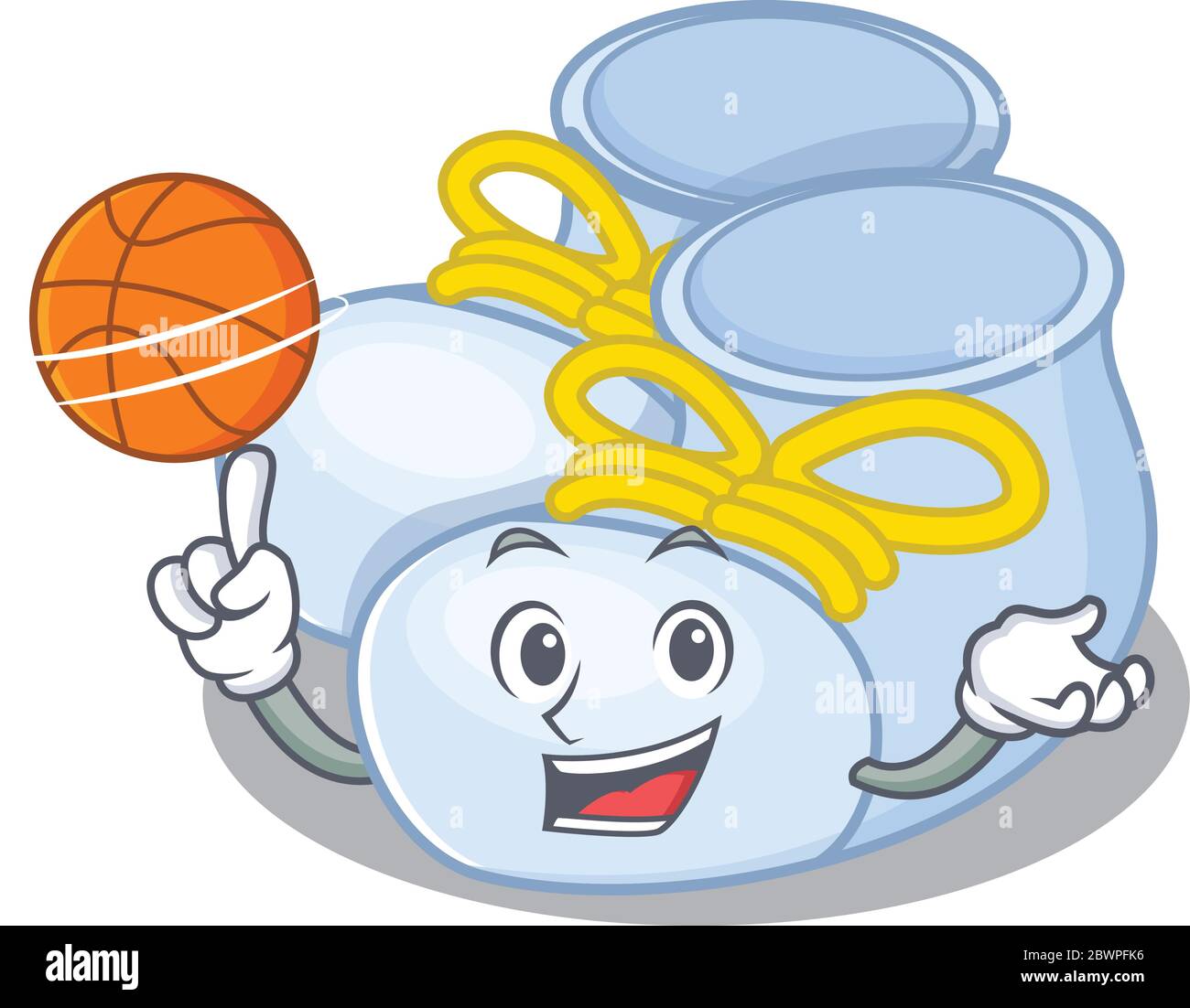 Sporty cartoon mascot design of baby boy boots with basketball Stock ...