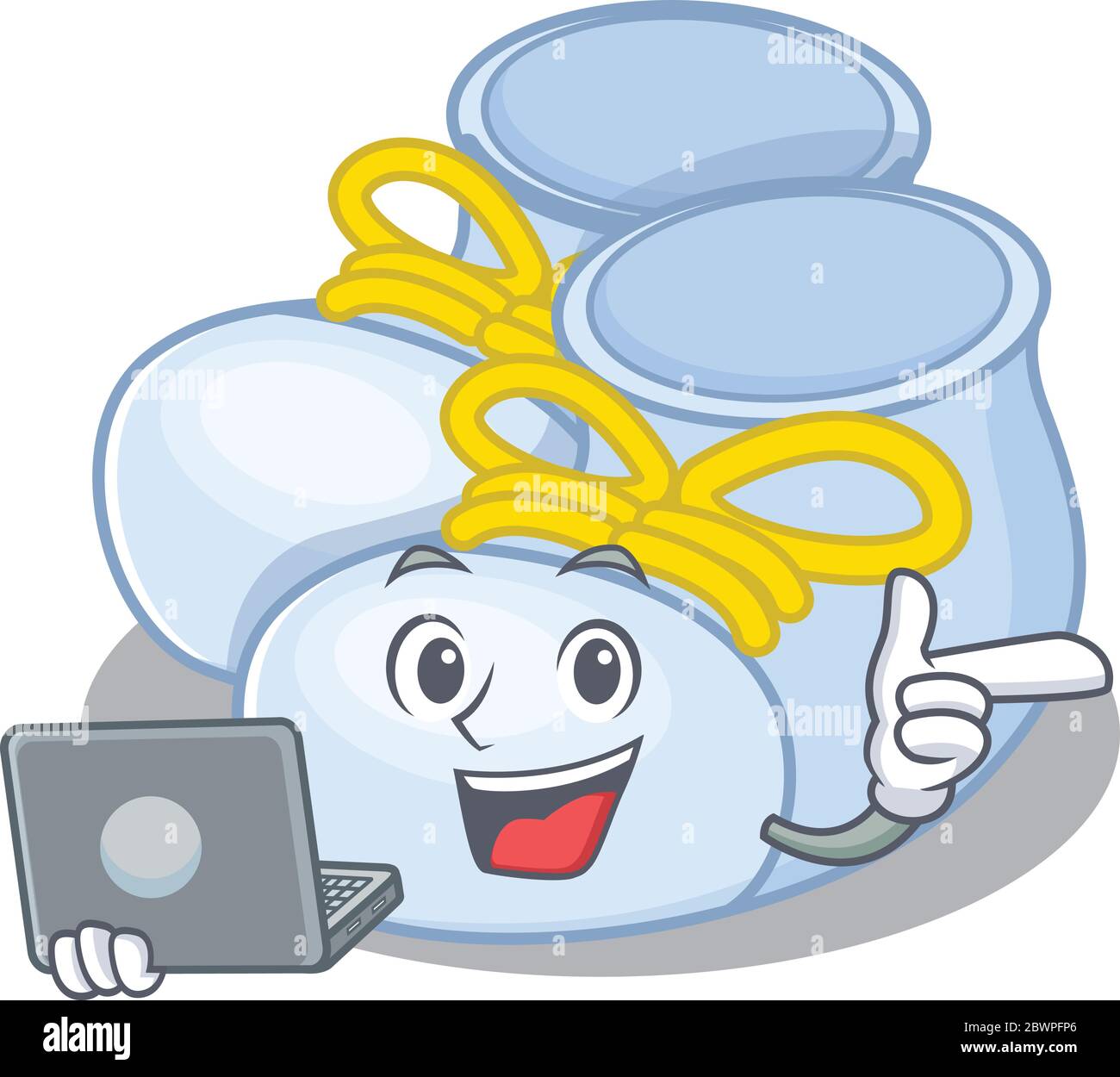 Smart cartoon character of baby boy boots studying at home with a ...