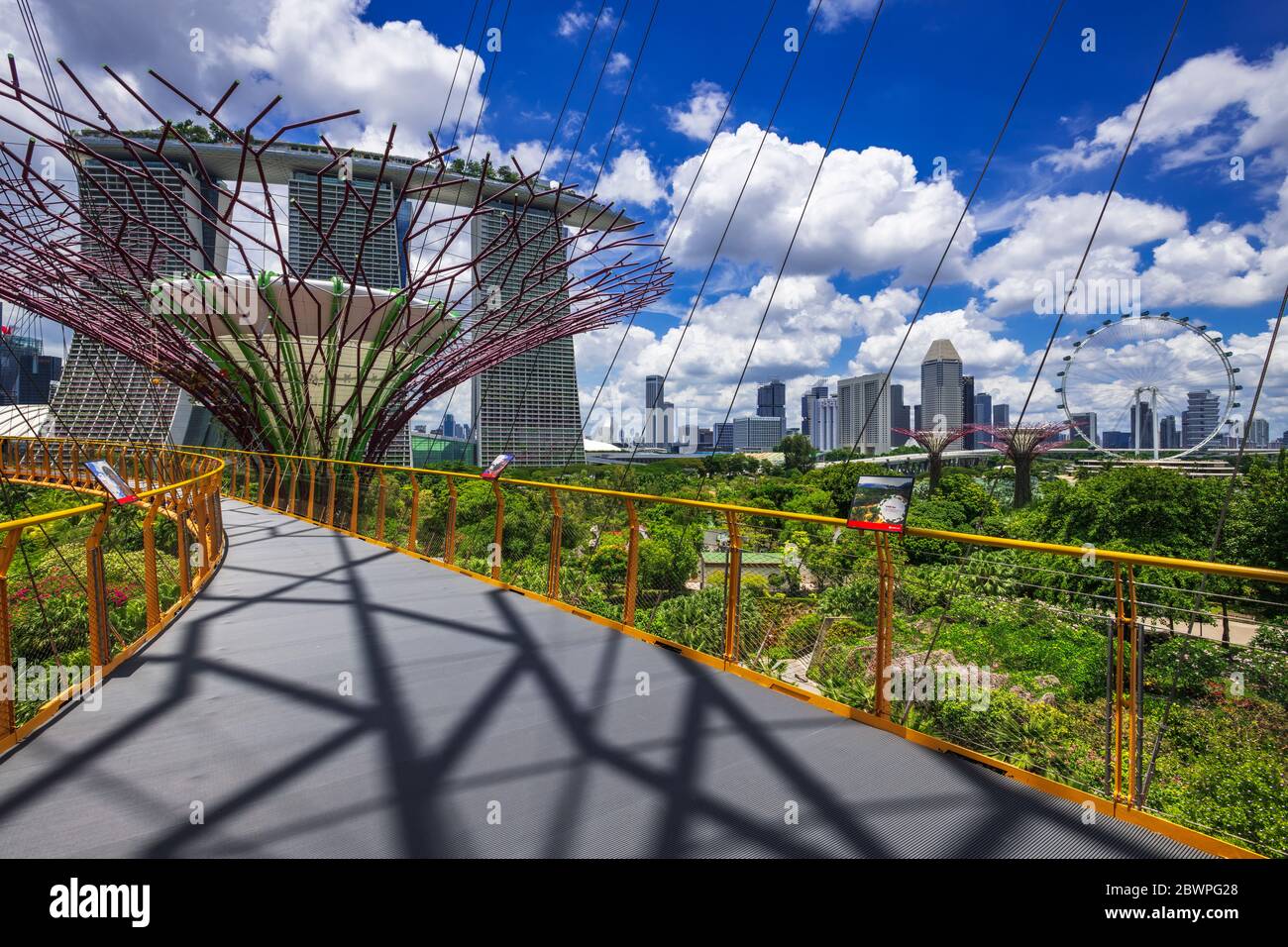 The Marina Bays Sands Hotel and Singapore Flyer from the OCBC Skyway at ...