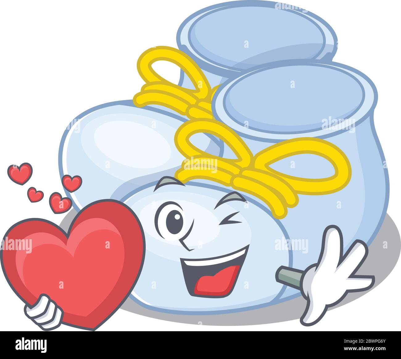 A sweet baby boy boots cartoon character style holding a big heart ...