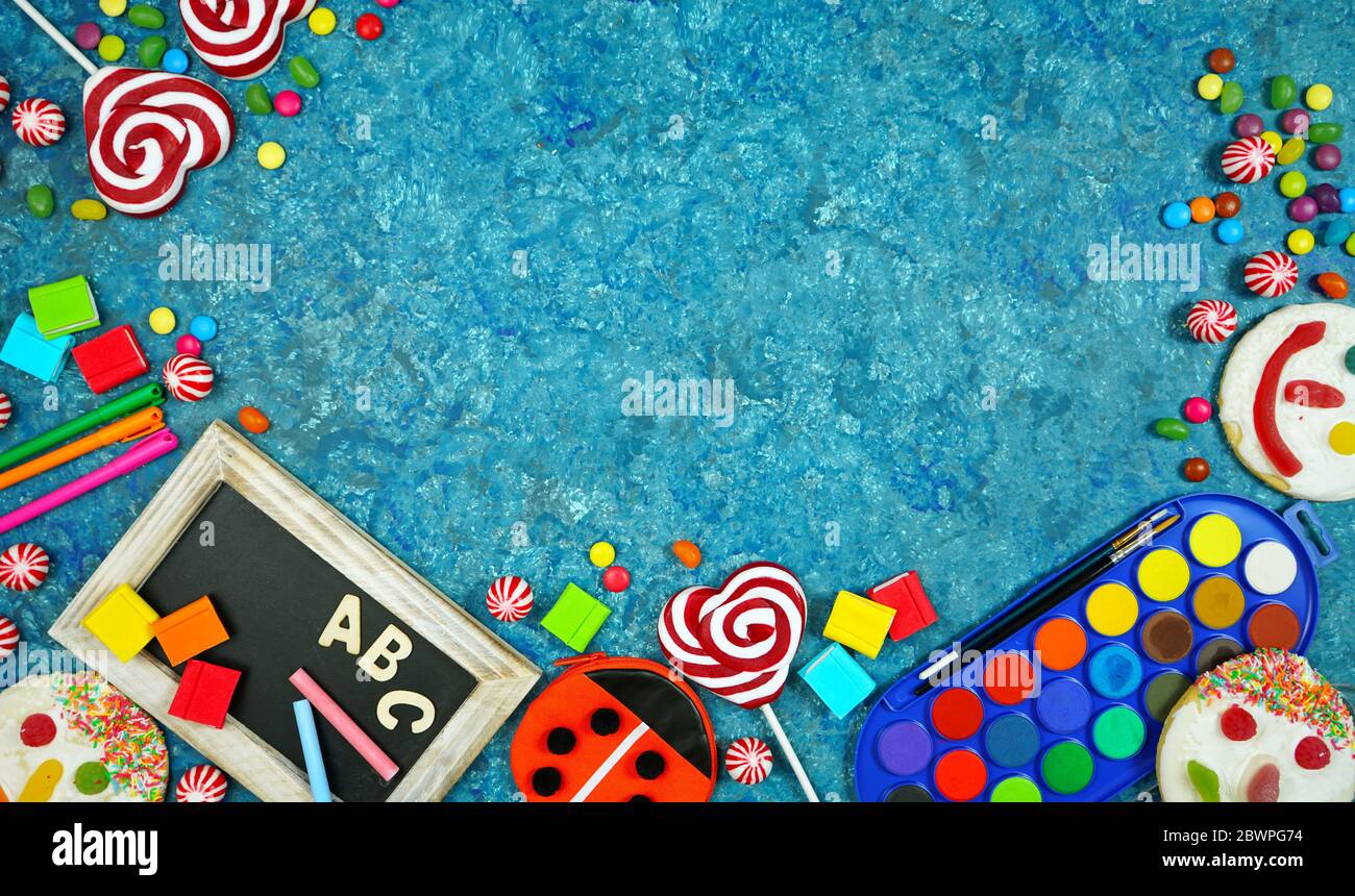 Colorful Back to School theme creative layout flat lay with school ...