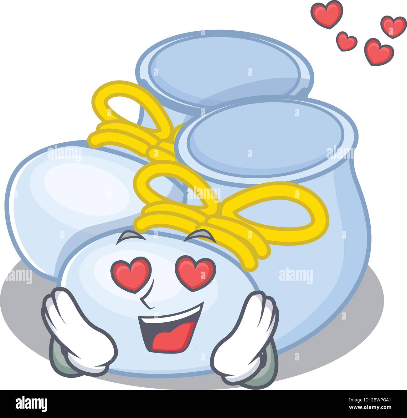 Romantic baby boy boots cartoon character has a falling in love eyes ...
