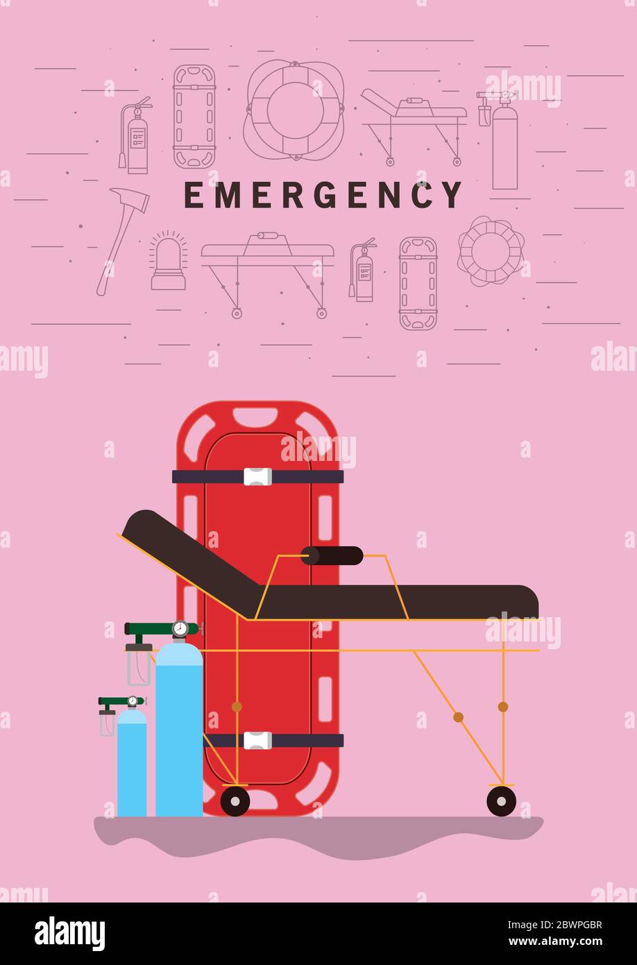 Stretcher and oxygen cylinders vector design Stock Vector Image & Art ...
