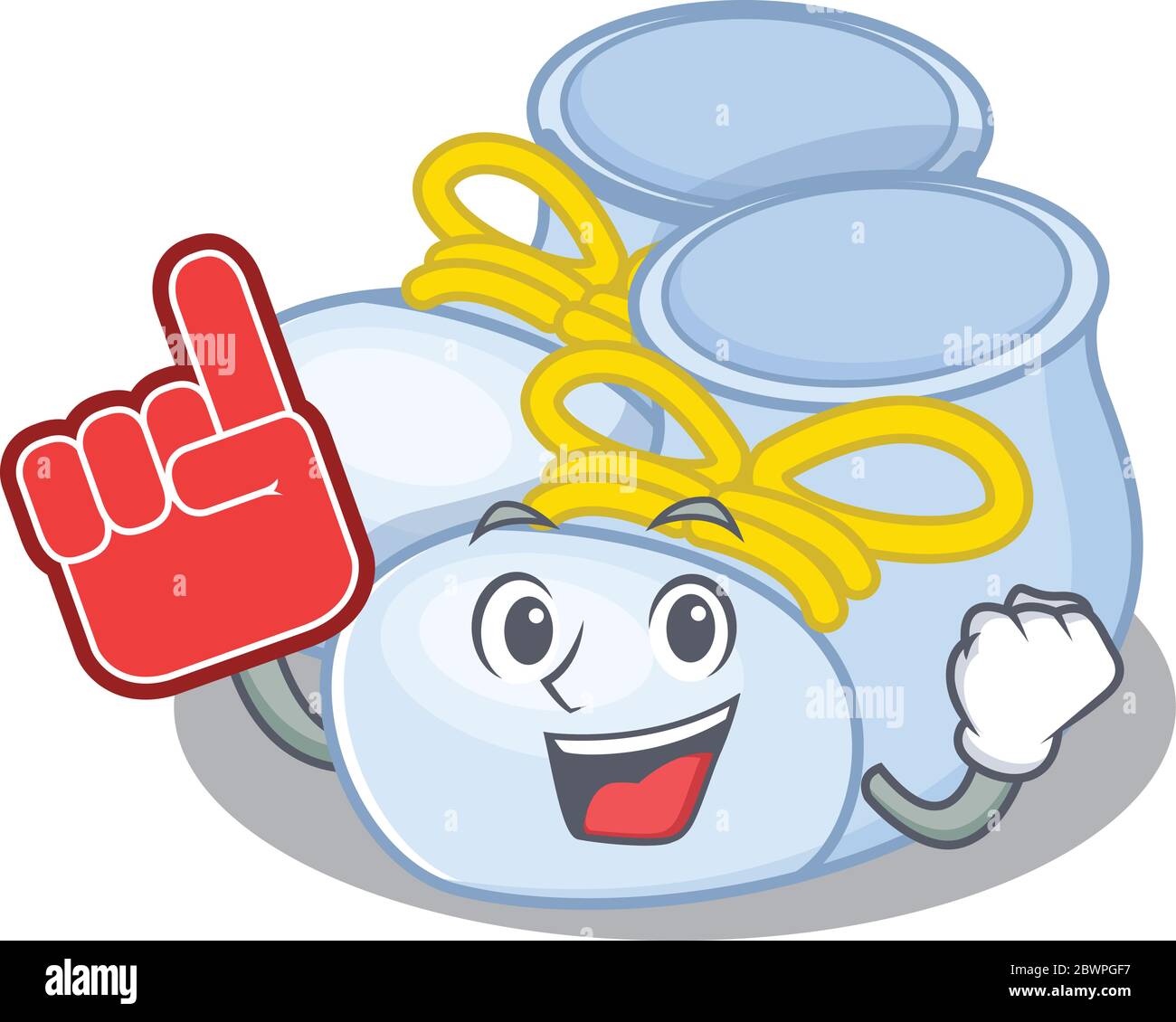 Baby boy boots in cartoon drawing character design with Foam finger ...