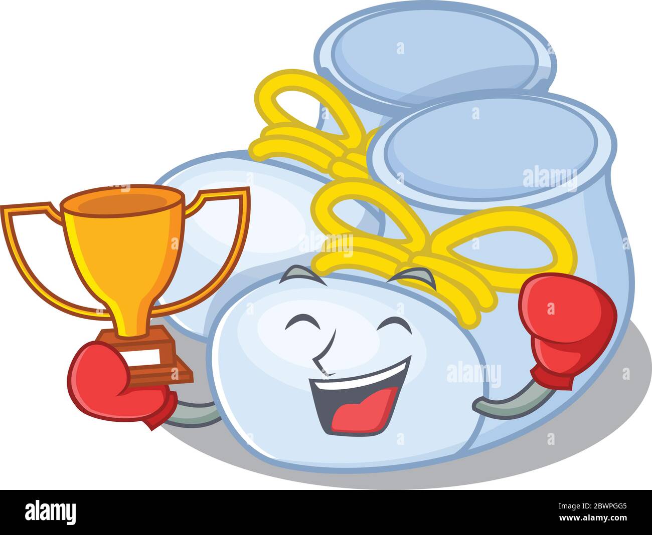 An elegant boxing winner of baby boy boots caricature design concept ...