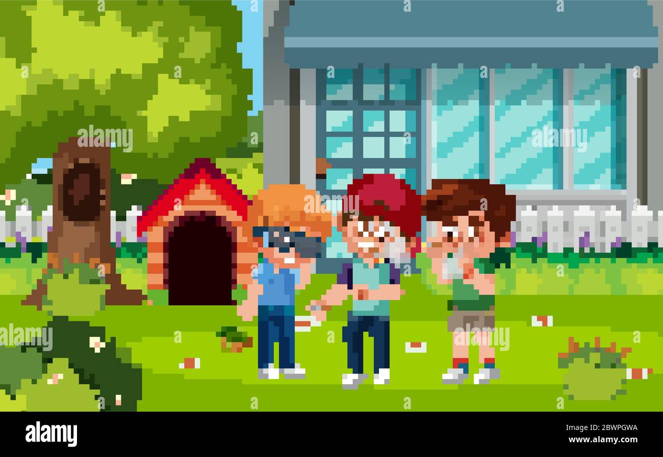 Scene with two boys smoking in the park illustration Stock Vector Image ...