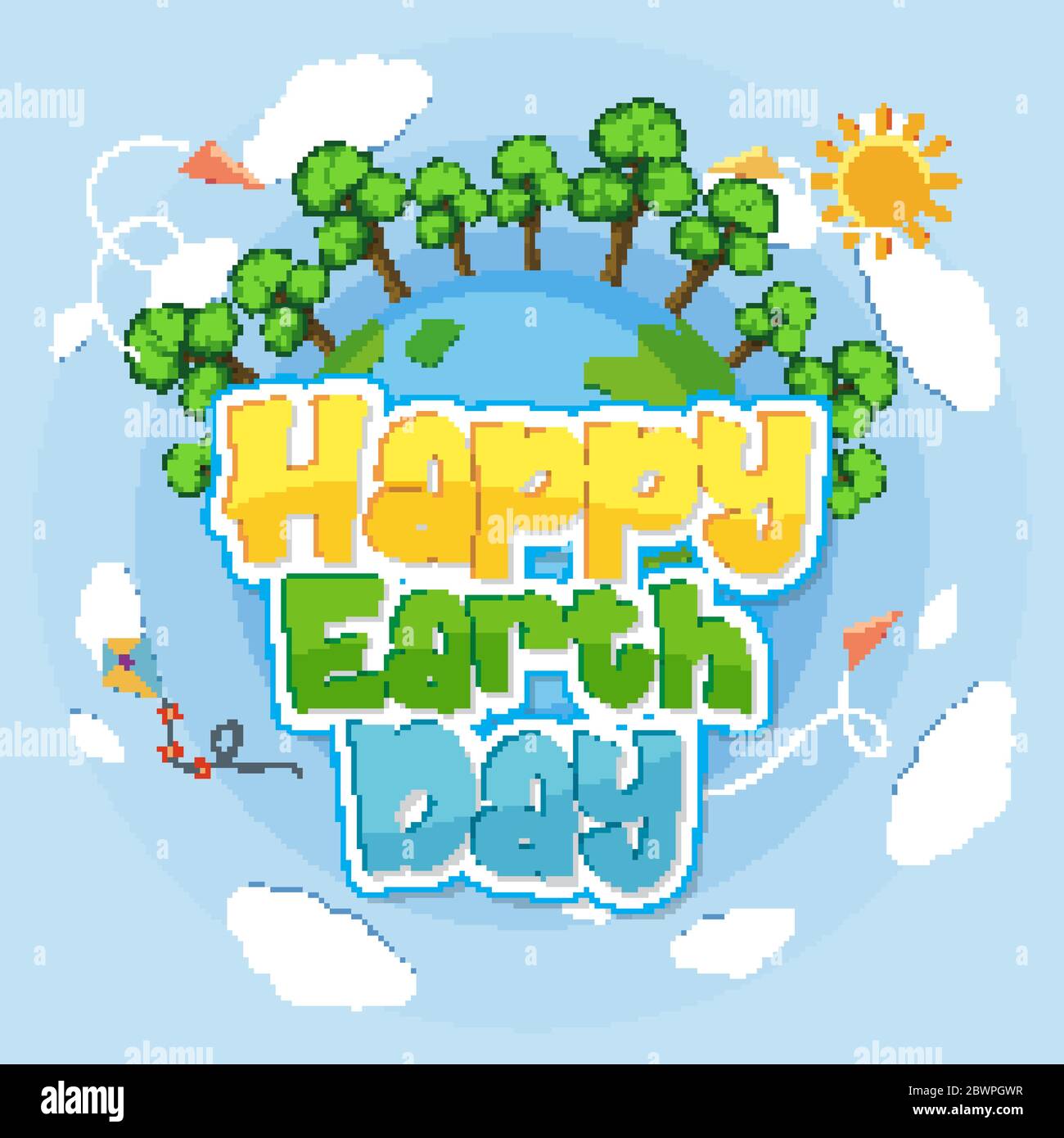 Poster design for happy earth day with green forest on earth ...