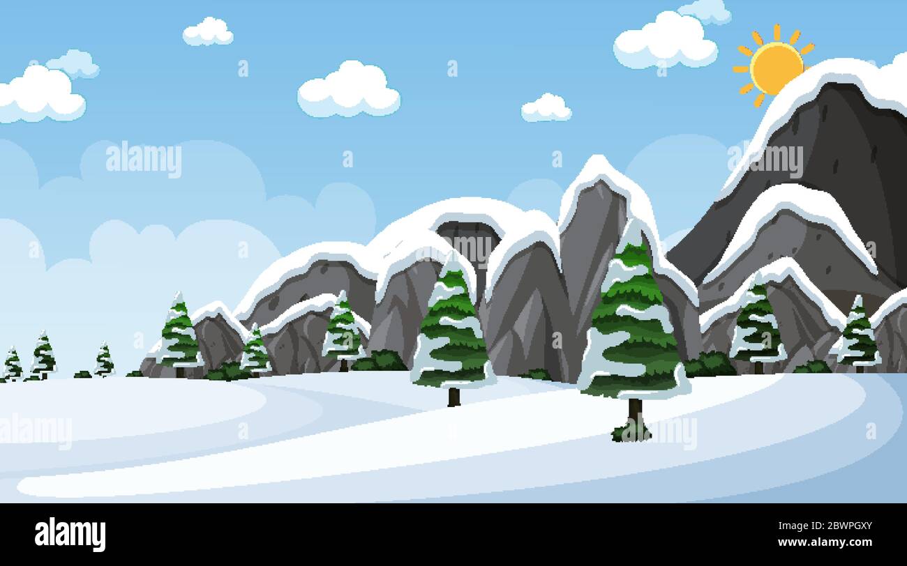 Background scene with snow in the field illustration Stock Vector Image ...