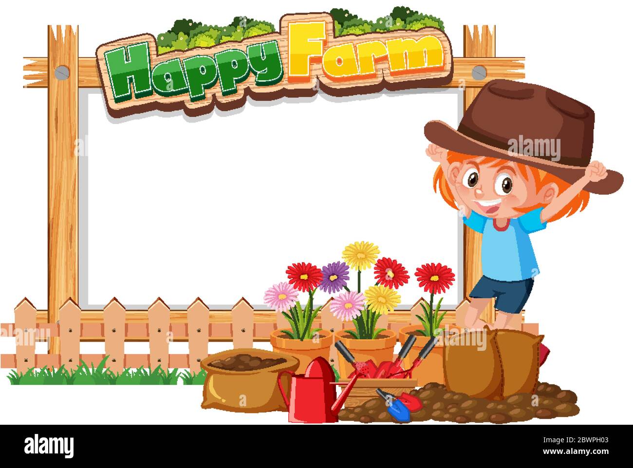 Border frame template with gardening theme background illustration ...