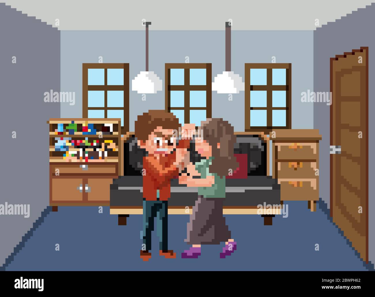 Background scene husband and wife fighting at home illustration Stock ...