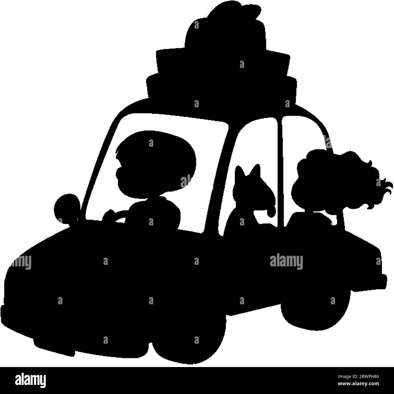 Silhouette people driving in the car on white background illustration ...