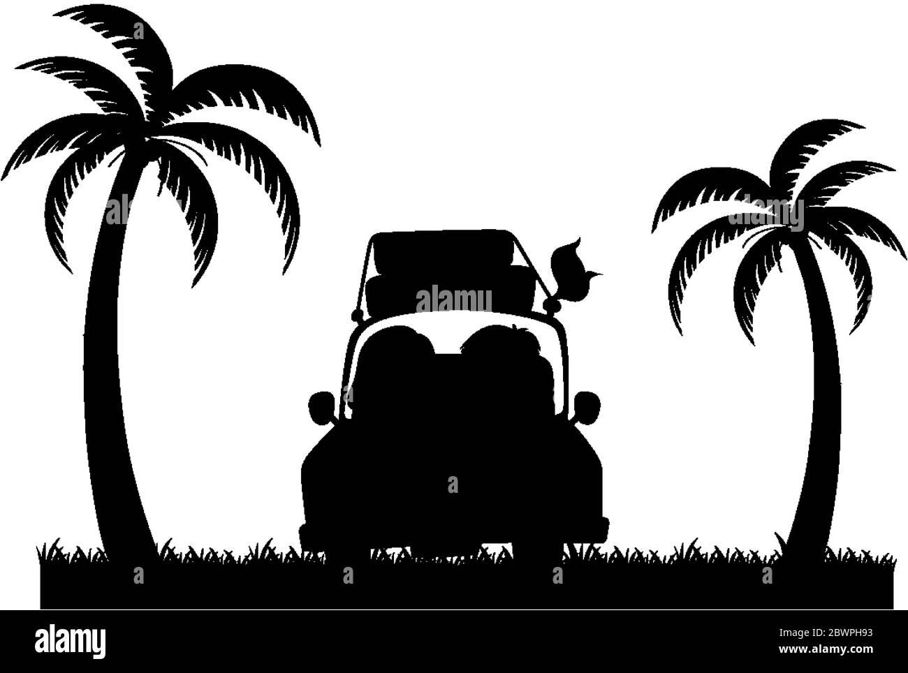 Silhouette people driving in the car on white background illustration ...